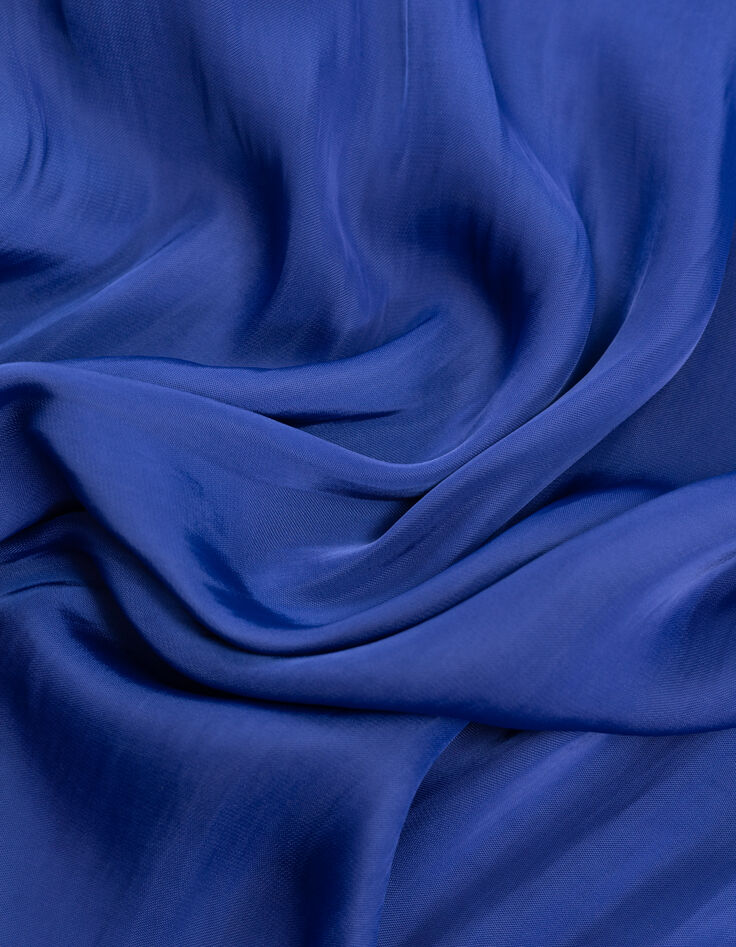 Women's royal blue crumpled blouse with eyelet and stud decoration