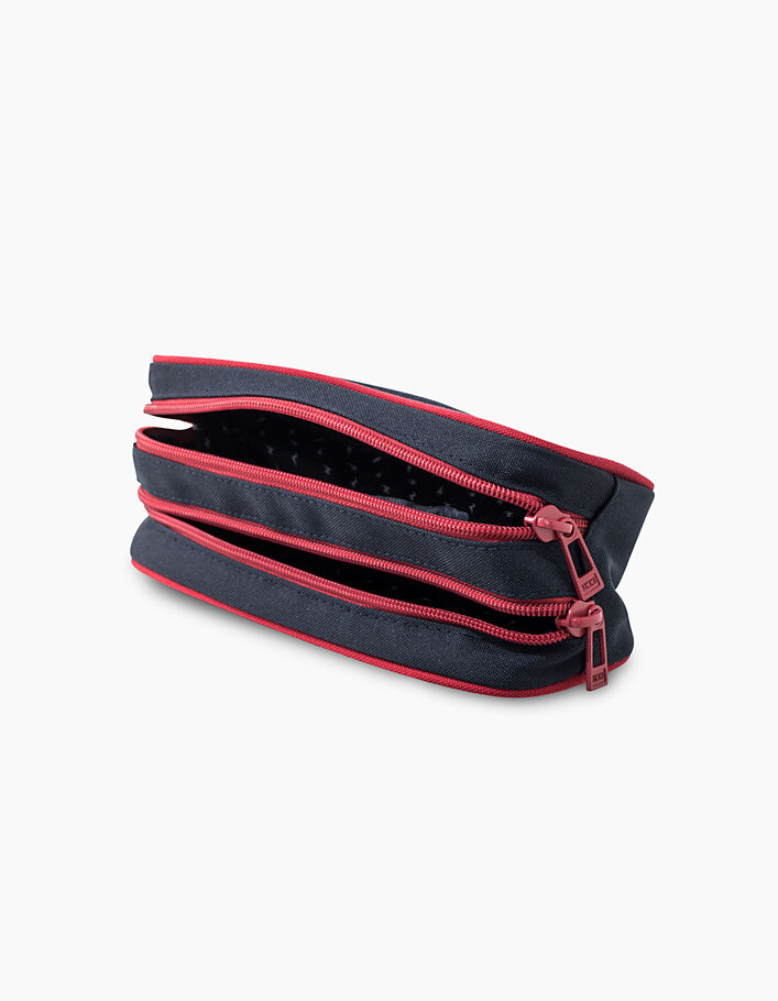 Boys’ 22cm navy IKKS Pilot double pencil case
