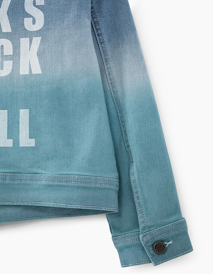 Boys’ bleach blue denim jacket with print on back