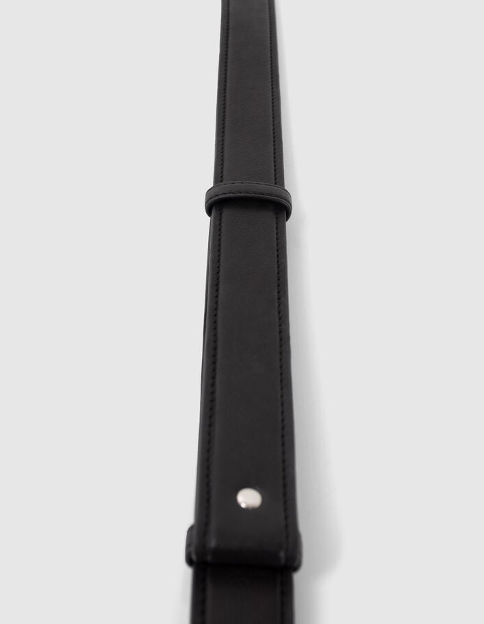 Women’s black leather belt with rotating buckle