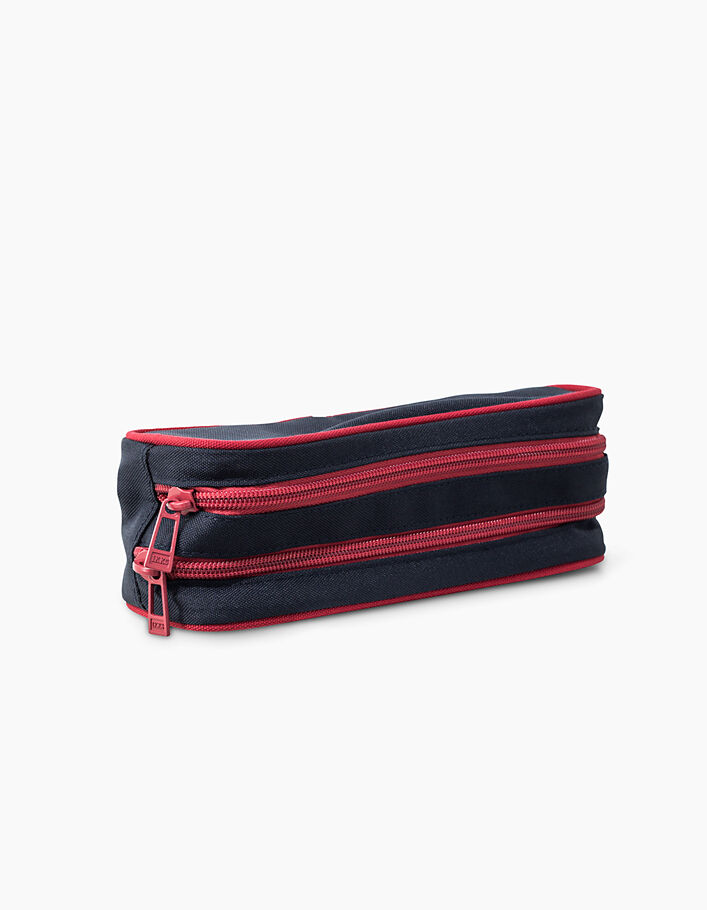 Boys’ 22cm navy IKKS Pilot double pencil case