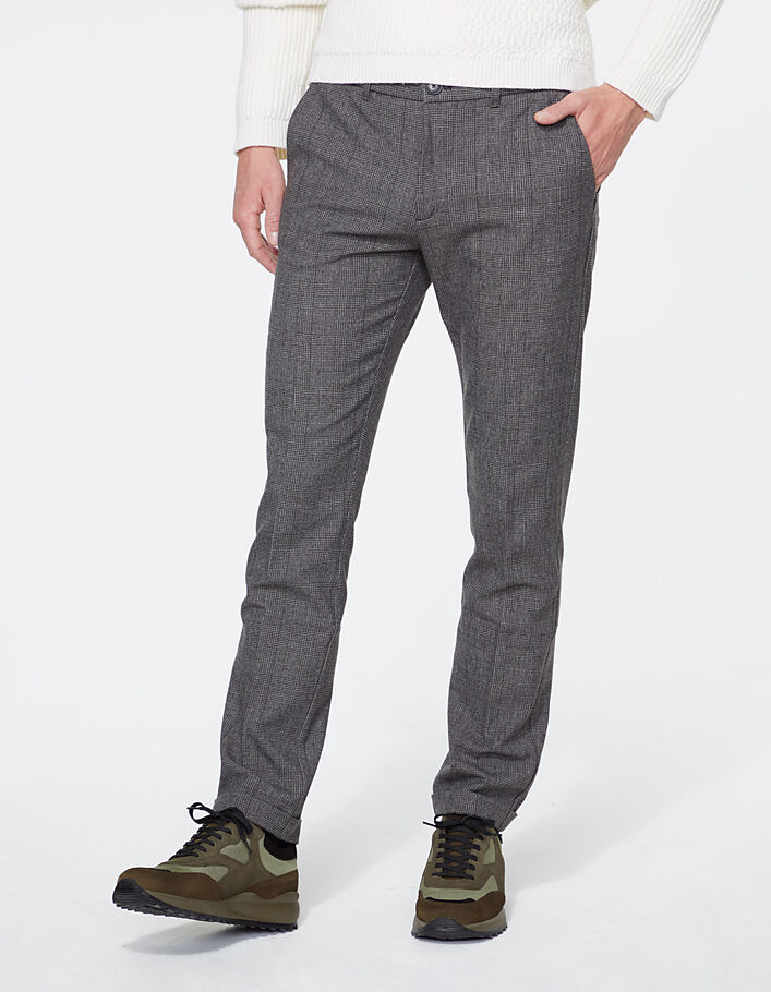 Men’s anthracite grey Prince of Wales check chinos