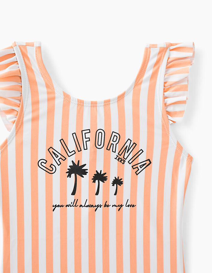 Girls’ peach striped 1-piece swimsuit