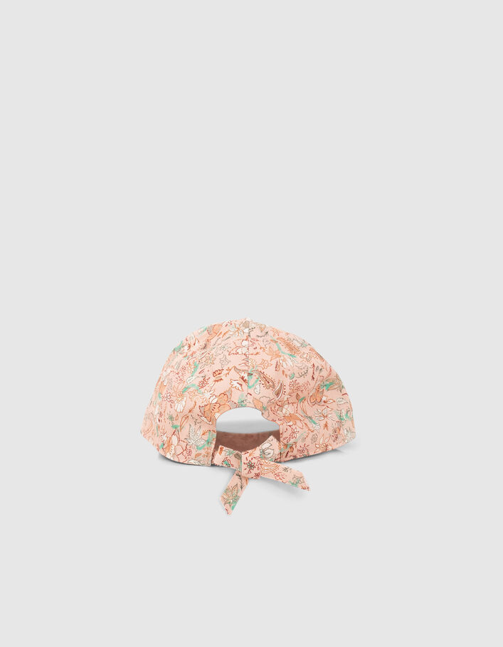 Girls’ peach floral print embroidered cap