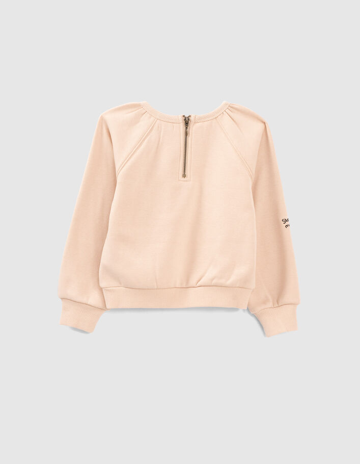 Girls’ powder pink sweatshirt with embroidery and patches