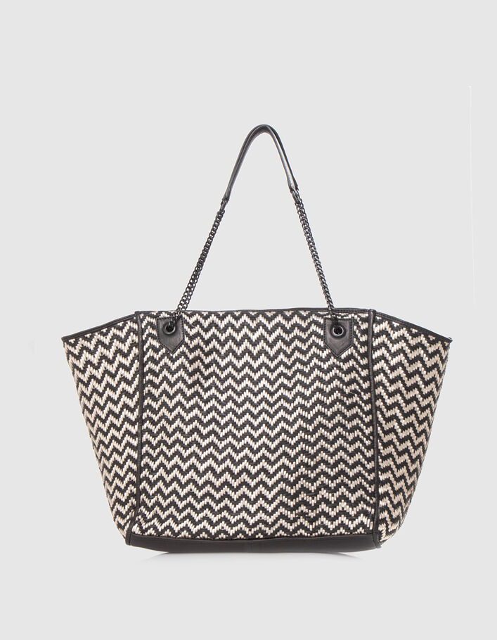 Women’s black & gold woven leather oversize tote bag