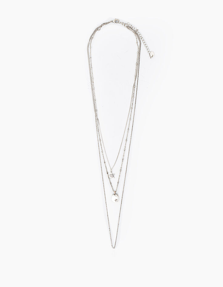 Women’s black stone and star 3-strand necklace