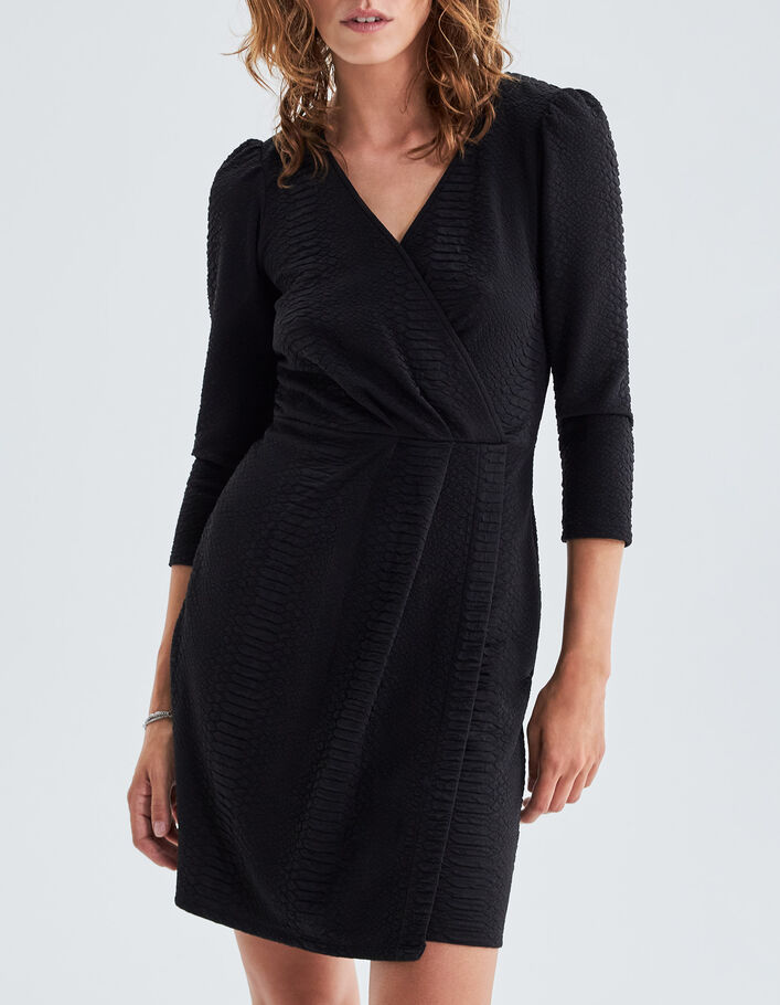 Women’s black python motif jacquard dress IKKS