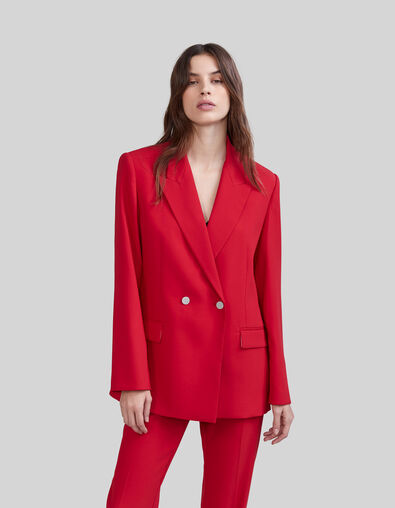Women’s poppy red double-breasted suit jacket