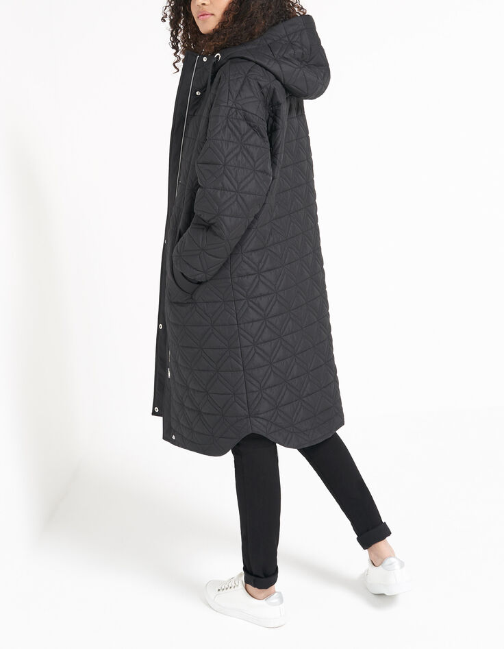 I.Code black long quilted padded jacket