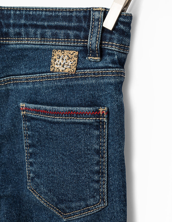 Girls' stone blue skinny jeans+patches+embroidery