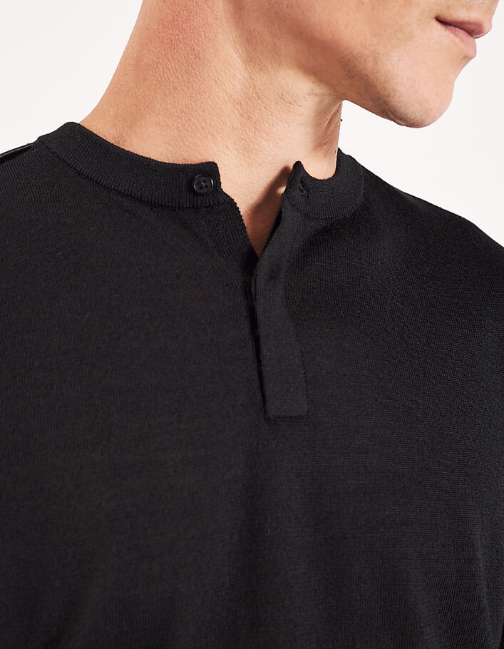 Men's black button-neck sweater