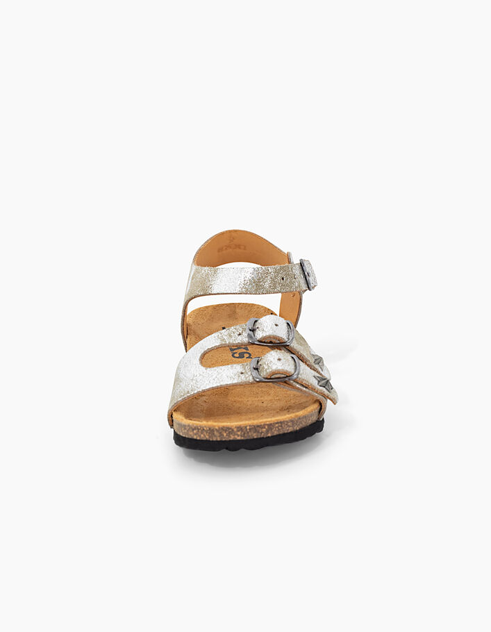Girls’ silver suede contoured sandals