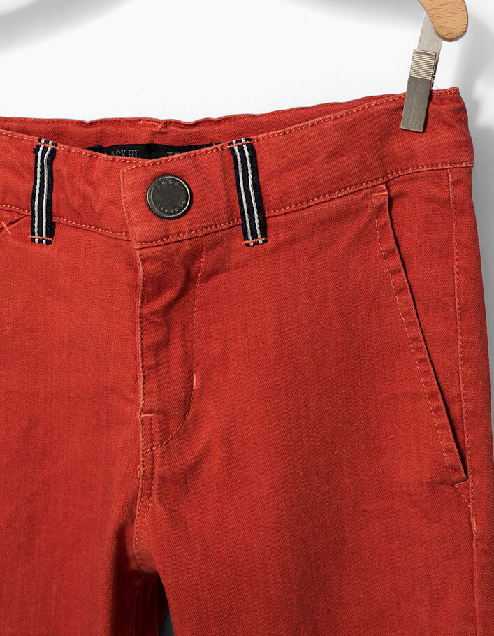 Boys’ medium orange chinos with striped trim