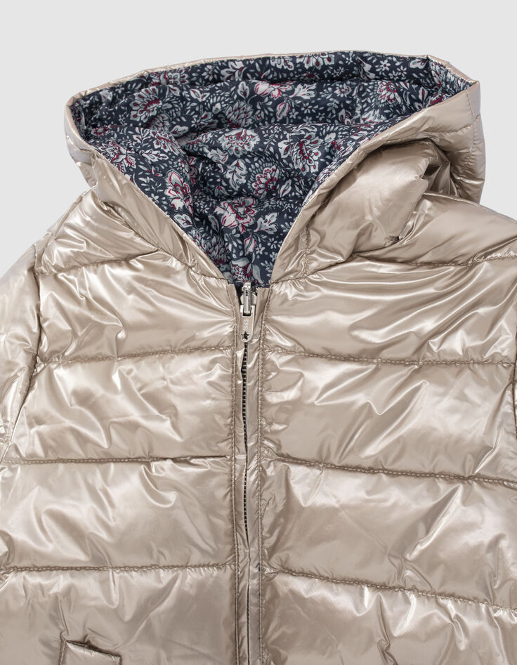 Girls’ navy flower/silver reversible padded jacket IKKS