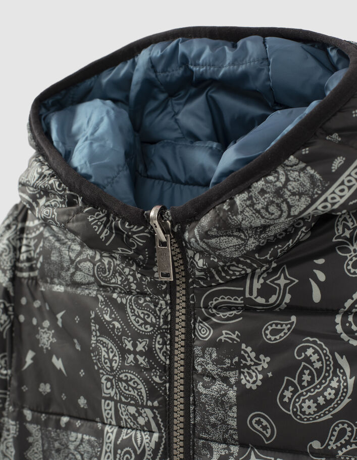 Boys’ blue and black Bandana reversible padded jacket
