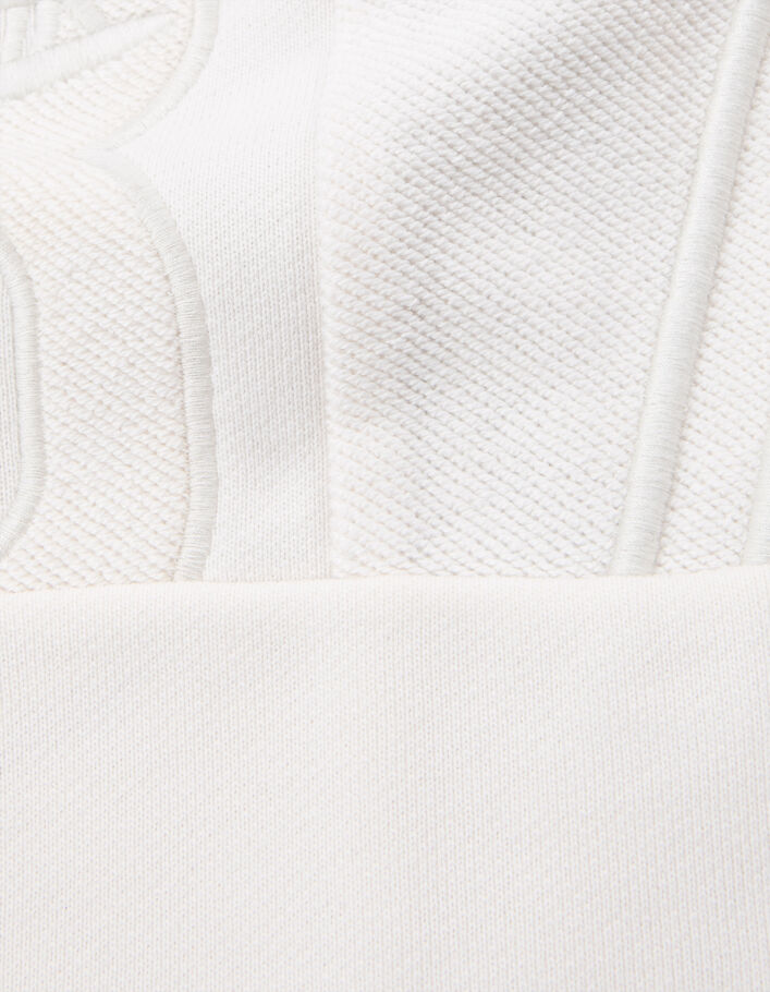 Sudadera blanco roto mix felpa maxi bordados niño