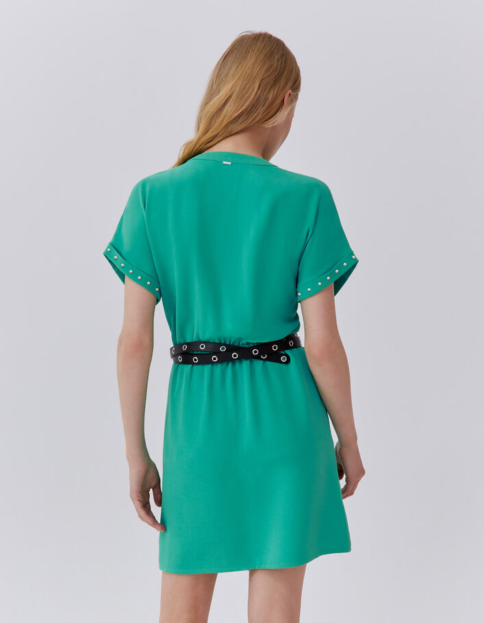 Groene jurk wikkelmodel studs mouwen Dames