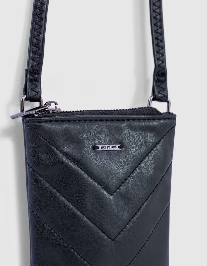 Girls’ black and Sherpa mixed fabric phone bag