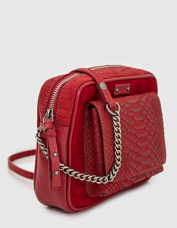 Sac boxy The Lover cuir rouge effet poulain et python femme
