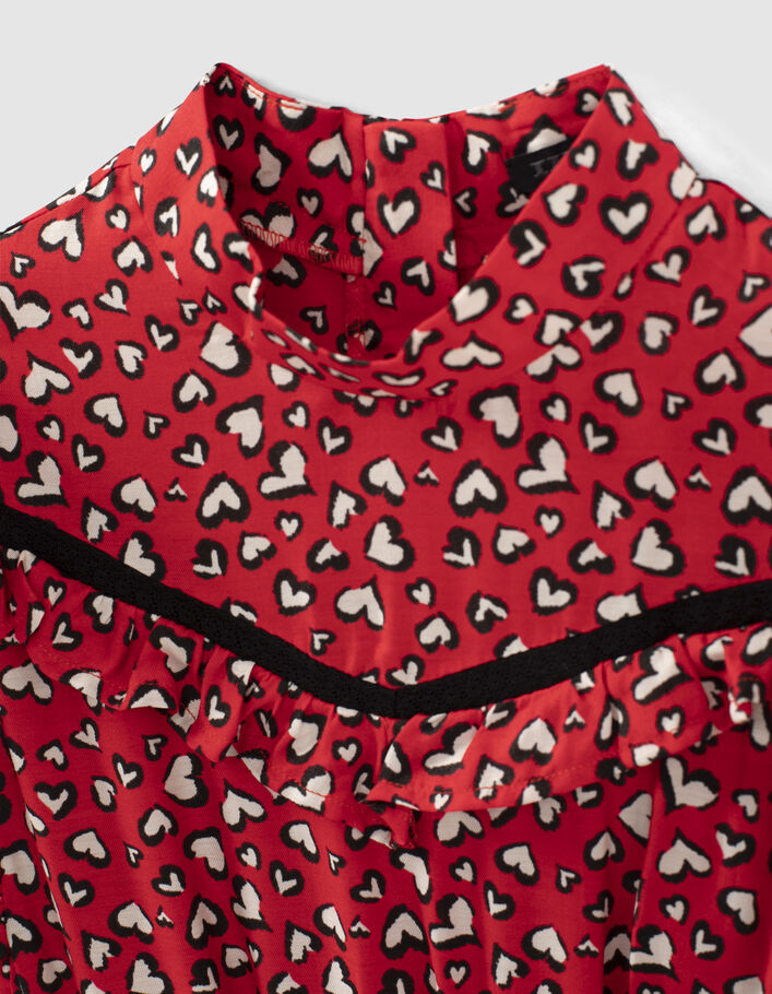 Girls’ red mini me dress with heart print