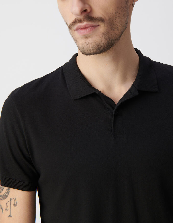 Men’s black cotton modal polo shirt