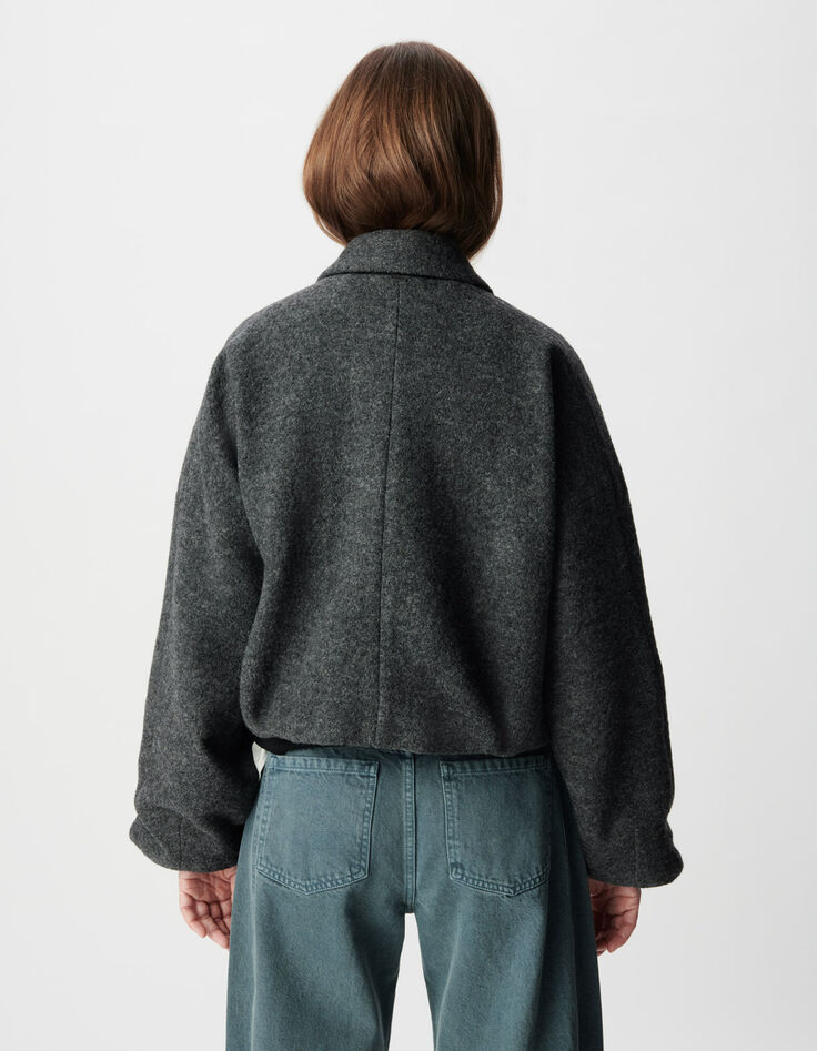Mujer Chaqueta oversize de lana hervida gris IKKS