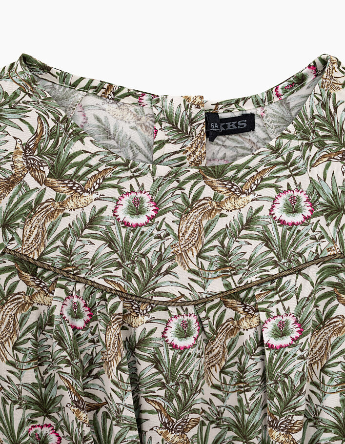 Girls’ ecru jungle print dress