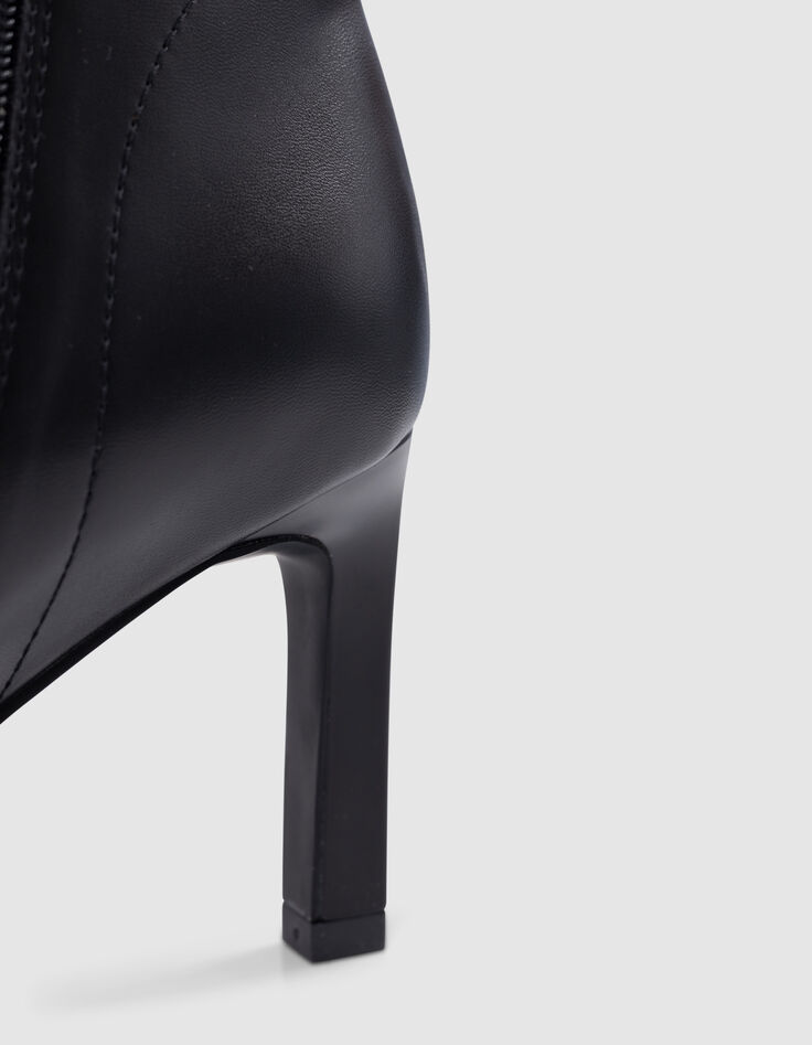 Women's black leather socks boots with thin heel IKKS