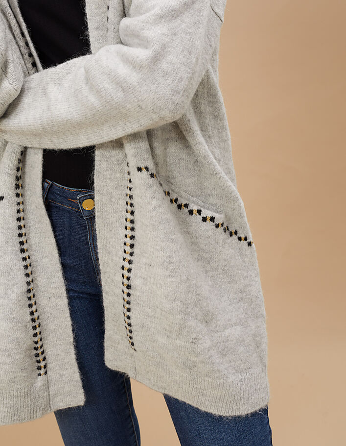 Ecru tricot vest-jas borduursels I.Code