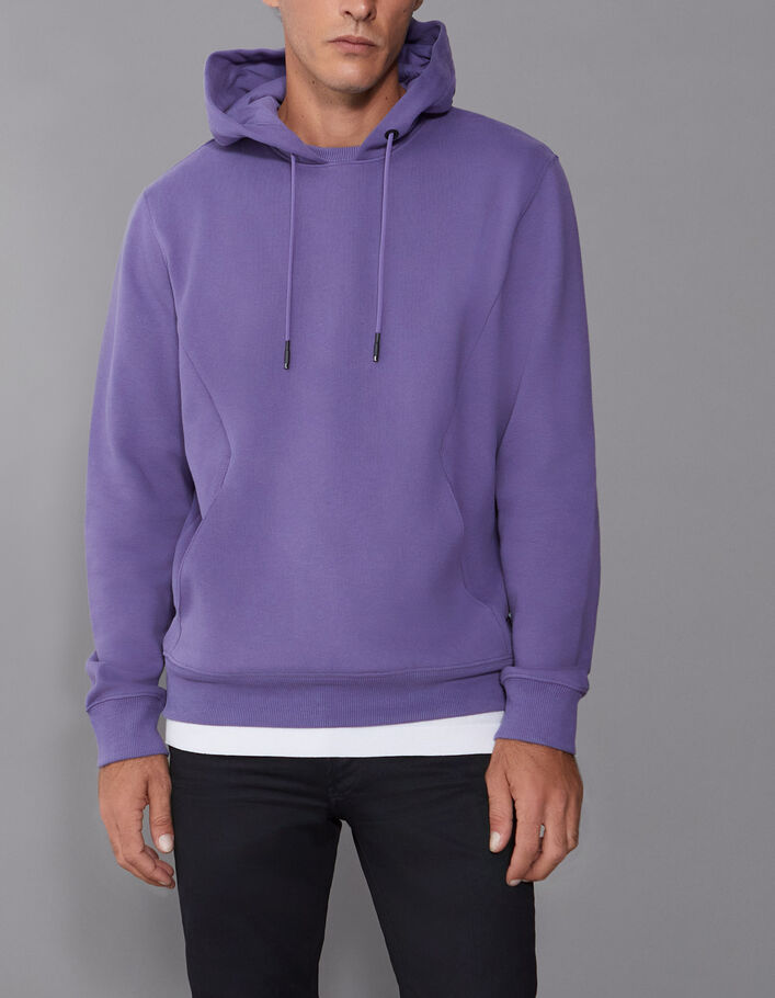 Sweat violet à capuche molleton Homme