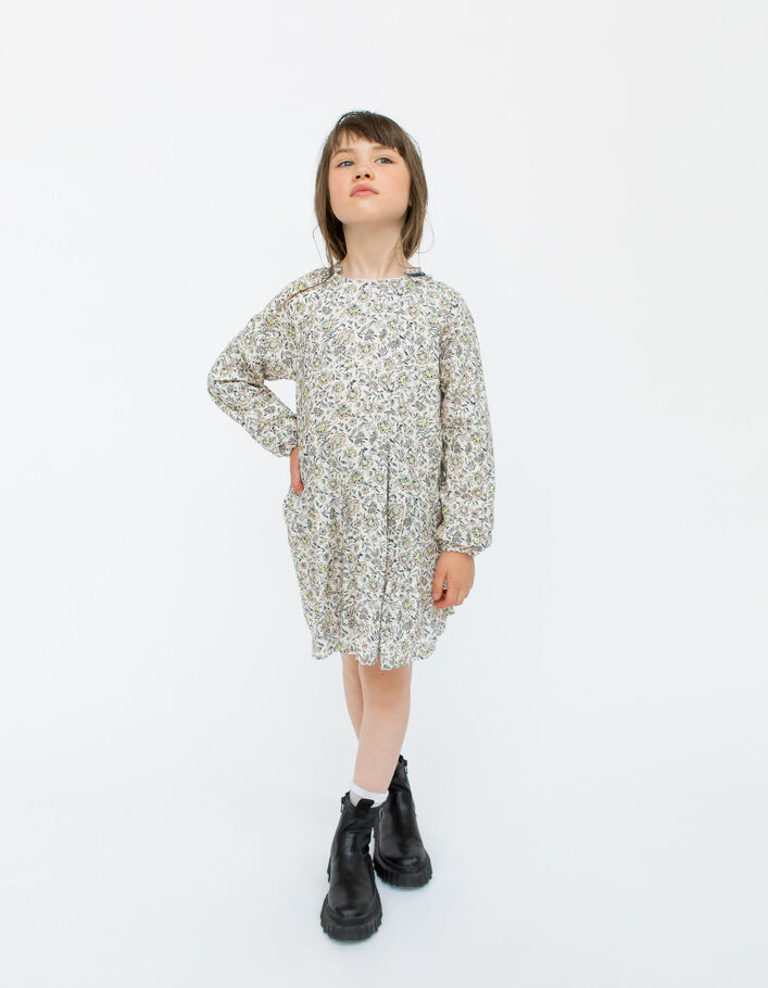 Girls’ beige flower print dress
