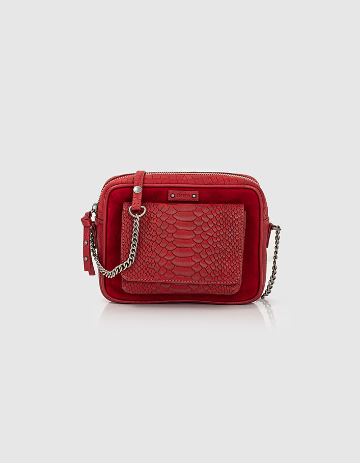Sac boxy The Lover cuir rouge effet poulain et python femme IKKS