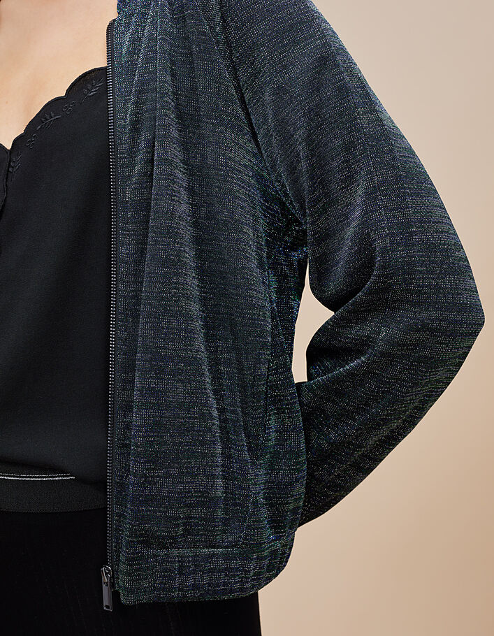 I.Code shiny black baseball jacket