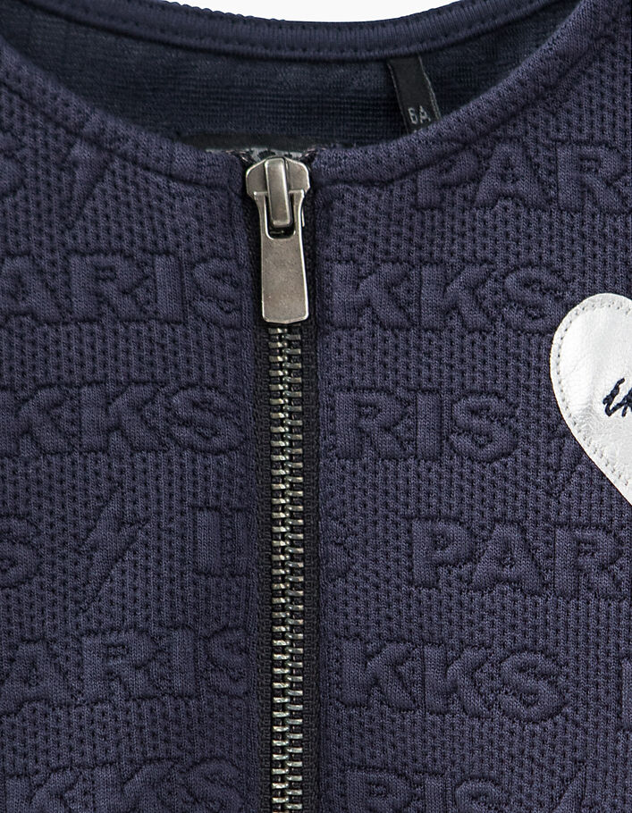Girls’ navy IKKS PARIS embossed knit dress