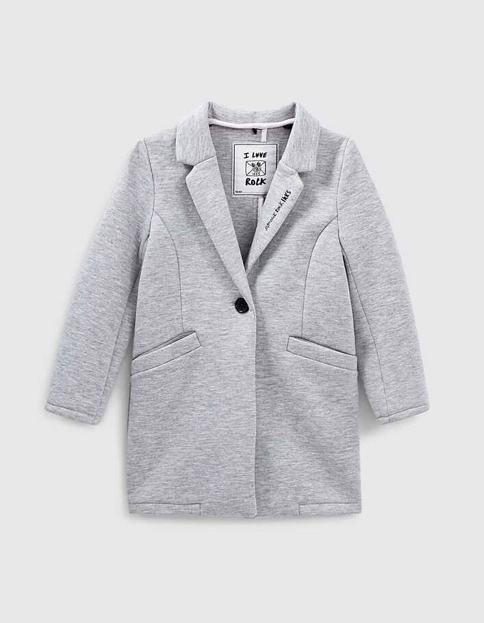 Girls’ grey coat with removable hood-facing