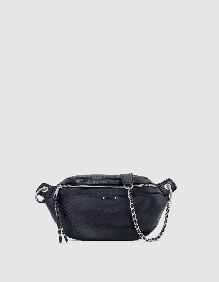 Sac banane 1440 noir cuir embossé effet python Femme IKKS