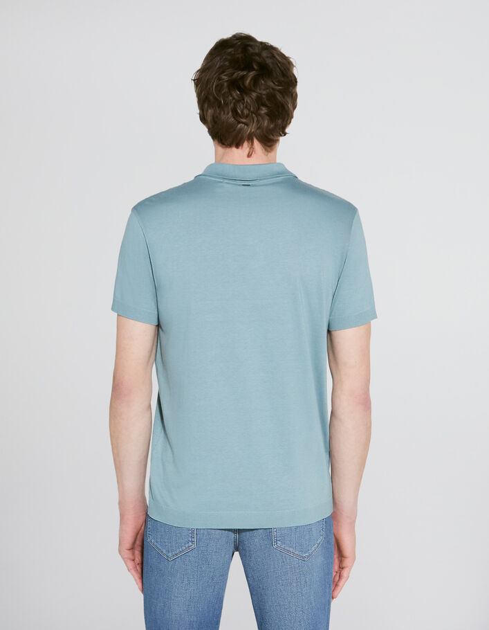 Men’s aqua cotton modal polo shirt