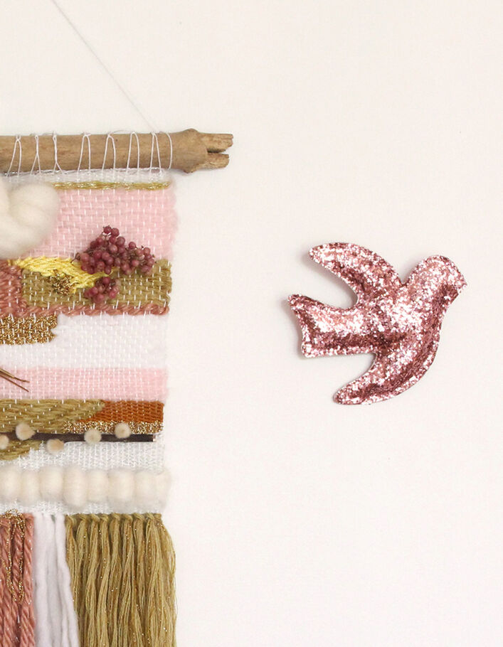 Golondrina de tela con purpurina rosa BARNABE AIME LE CAFE