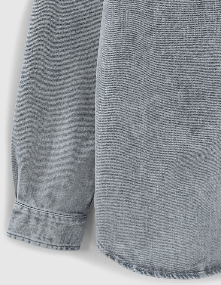 Hellgraues Herren-Überhemd aus Jeans