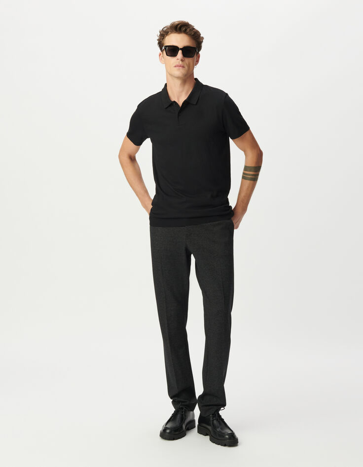 Men’s black cotton modal polo shirt IKKS