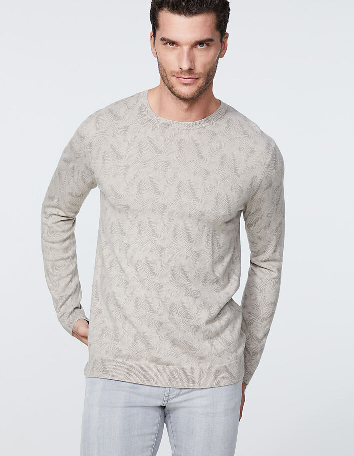 Men’s mink sweater foliage print fine knit sweater