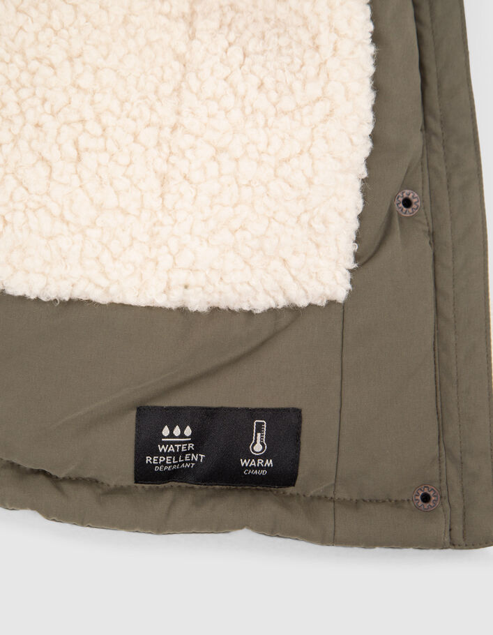 Girls’ khaki quilted back fur-lined parka