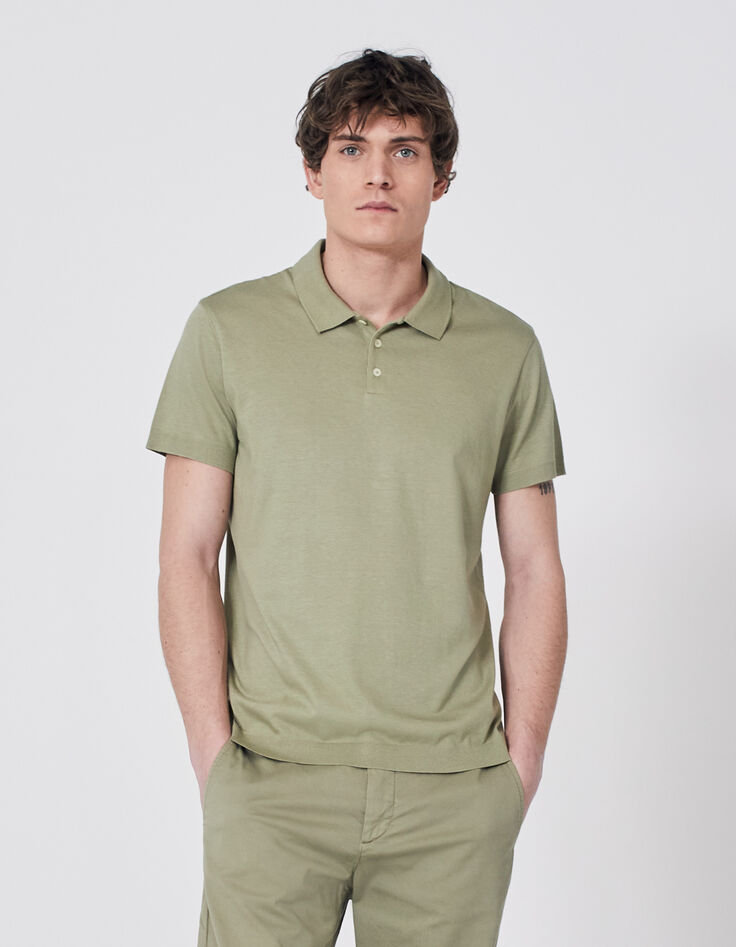 Men’s arid green cotton modal polo shirt