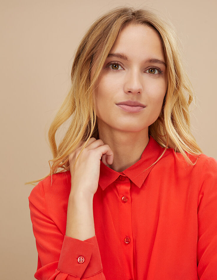 Lollipop-rote Seidenbluse I.Code