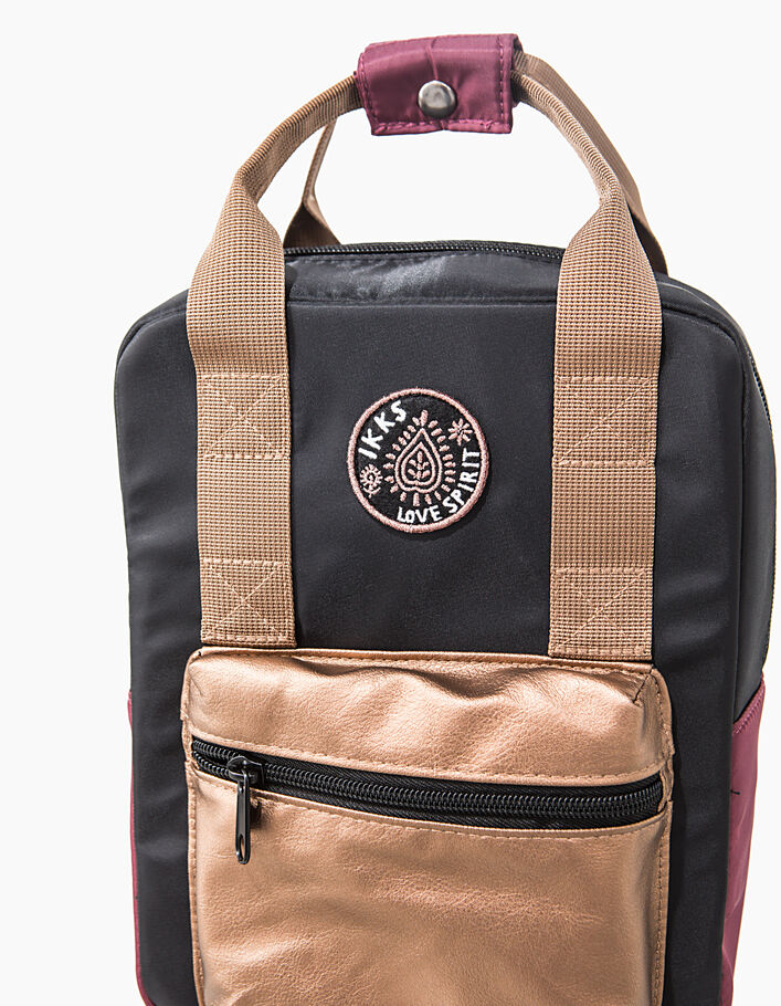 Girls' copper, plum and black backpack