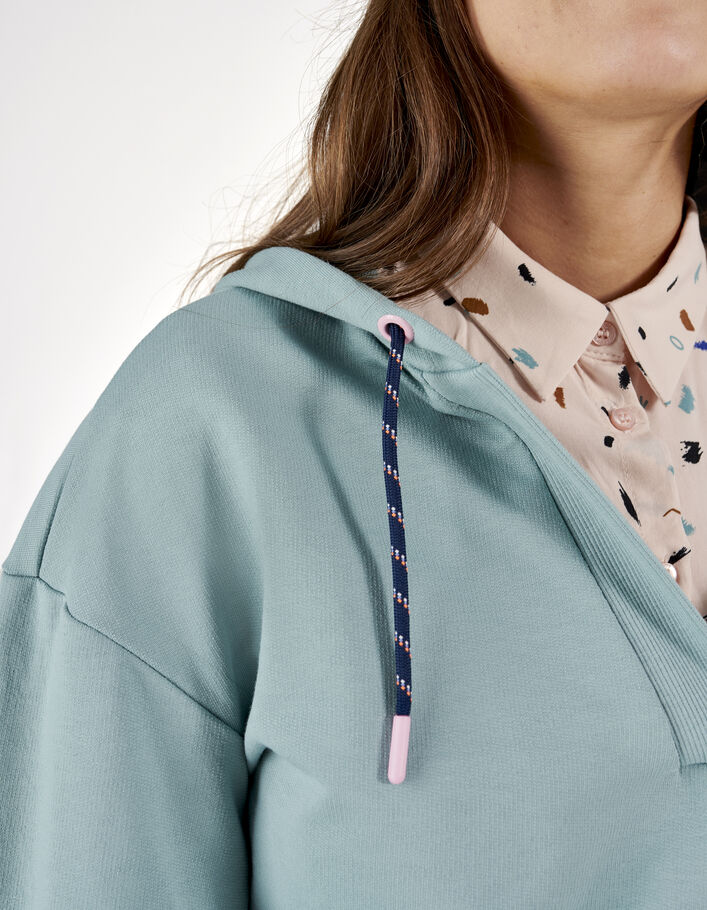 Sudadera menta con capucha I.Code