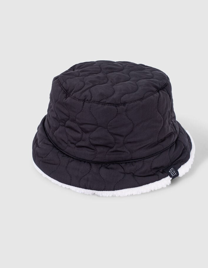 Bob réversible noir matelassé ou écru Sherpa fille