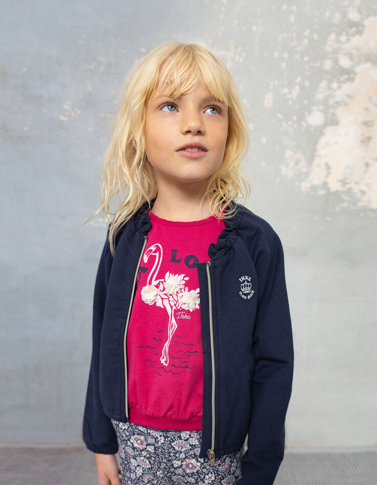 Cardigan marine à col élastiqué fille IKKS