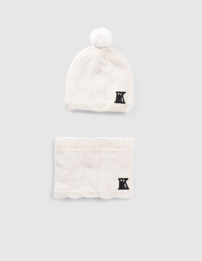 Girls’ off-white lurex knit snood